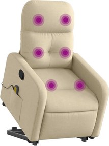 Zvedací masážní polohovací křeslo krémové textil 3206812
