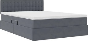 Postel s úložným prostorem s čelo Tmavě šedá 140 x 190 cm samet 3370876