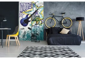 DIMEX | Vliesová fototapeta na zeď Modrá kytara MS-2-0323  | 150 x 250 cm | modrá, tyrkysová, černá, žlutá