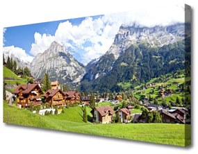 Obraz na plátně Domy Hora Krajina 100x50 cm