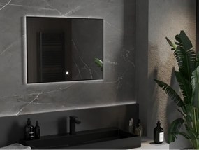 Mexen Erma koupelnové zrcadlo s osvětlením 80 x 60 cm, LED 6000K, proti zamlžení, černý rám - 9814-080-060-611-70