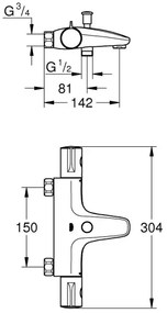 GROHE 34754000 - Termostatická vanová baterie GROHTHERM 800 DN 15 lesklý chrom