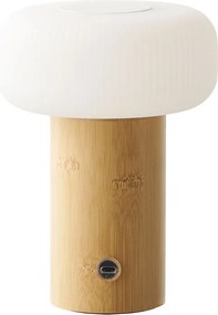 Bílá/v přírodní barvě bambusová stolní lampa s plastovým stínidlem (výška 18 cm) Stafford – House Nordic