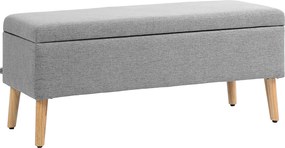 HOMCOM Lavice Čalouněná lavice s úložným prostorem 110 x 39 x 45 cm v šedé barvě se vzhledem lnu do předsíně ložnice obývacího pokoje z kaučukového d…