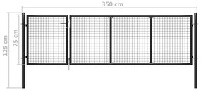 vidaXL Marketos Zahradní brána ocelová 350 x 75 cm antracitová