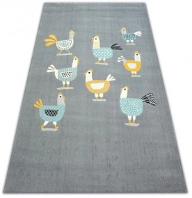 Dětský kusový koberec PP Slepičky šedý 120x170cm