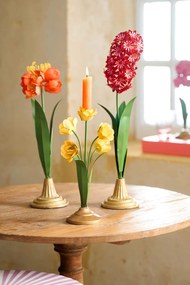 Pip Studio kovový svícen Flower - růžový (Designový kovový svícen s květinou)