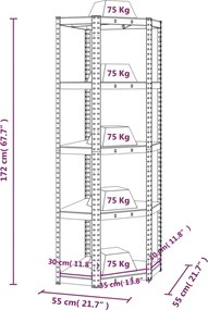 vidaXL 5patrový rohový regál ocel a kompozitní dřevo [152861] Barva: Modrá