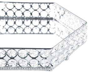 Zrcadlový dekorativní podnos šestihranný stříbrný VATAN Beliani