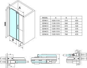 Gelco, DRAGON sprchové dveře 1500mm, čiré sklo, GD4615