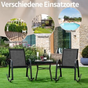 Costway Sada 2 houpacích křesel s prodyšným látkovým sedákem Ergonomická – černý