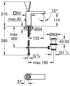 GROHE 23657000 - Umyvadlová baterie EUROCUBE JOY velikost M lesklý chrom