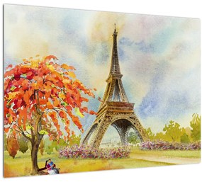 Malovaný obraz Eiffelovy věže (70x50 cm)