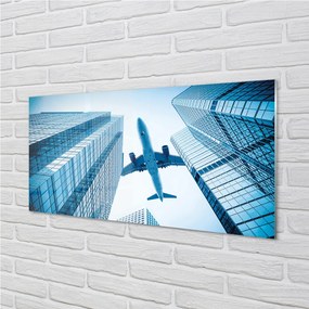 akrylový obraz Budovy letoun nebe 100x50 cm