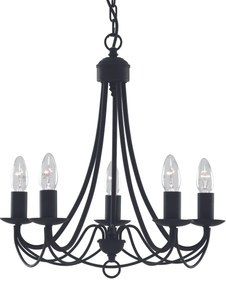 SEARCHLIGHT Černý rustikální lustr MAYPOLE 6345-5BK
