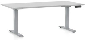 Výškově nastavitelný stůl OfficeTech D, 160 x 80 cm, šedá podnož, světle šedá