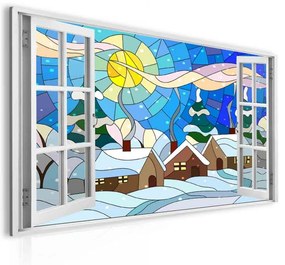 Malvis ® Obraz okno zimní vitráž Velikost (šířka x výška): 90x60 cm