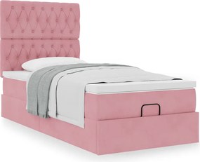 Osmanský rám postele s matracemi růžová 80x200cm samet 3313510