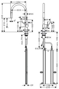 Hansgrohe Talis M54 - Páková kuchyňská baterie 210, vytahovatelný výtok, 1jet, sBox, vzhled nerezu 72803800