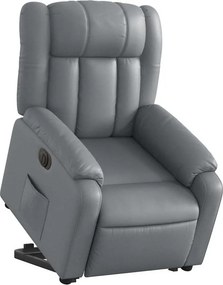 Elektrické zvedací polohovací křeslo šedé umělá kůže 3205281