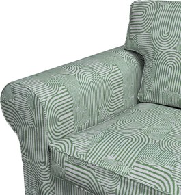 Potah na pohovku IKEA  Ektorp 3-místná, rozkládací STARÝ MODEL PIXBO barva zelená látka pletený vzor, vzorované