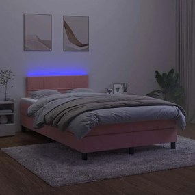 Box spring postel s matrací a LED růžová 120 x 190 cm samet 3270158