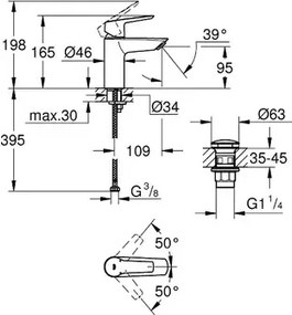 Grohe QuickFix Start - Umyvadlová baterie s výpustí Push-Open matná če
