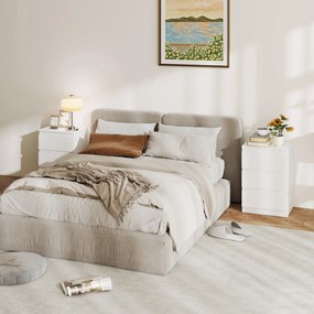 HOMCOM Noční stoly, sada 2 ks, 3 zásuvky, bezúchytový design, vzhled dřeva, bílá