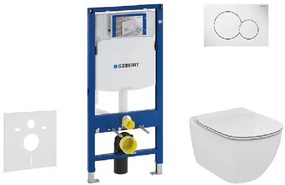 Geberit Duofix - Set předstěnové instalace, klozetu a sedátka Ideal Standard Tesi, tlačítka Sigma01, Aquablade, SoftClose, alpská bílá 111.300.00.5 NU1