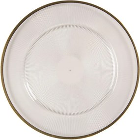 Transparentní servírovací talíř se zlatým okrajem - Ø 33*2 cm
