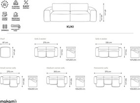 Zelená žinylková rozkládací rohová pohovka (levý roh/s lenoškou) Kuki – Makamii