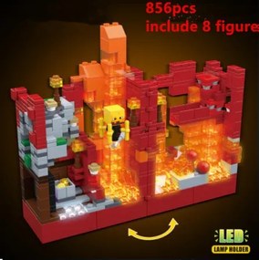 Stavebnice Minecraft s LED světýlky Varianta: 4 Sopka 856 dílků