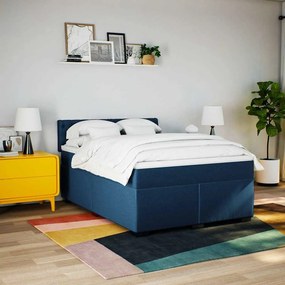 Box spring postel s matrací modrá 140x190 cm textil 3285896