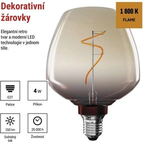 EMOS LED žárovka Filament jantar S123 4W E27 Z59G01