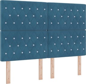 Postel s boxspringem s čelo Tmavě modrá 200 x 140 cm samet 3340878
