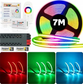Set 7M Led pásek Cob Rgb 840 diod 15W 24V s dálkovým ovládáním a napájecím zdrojem