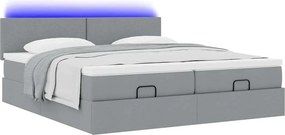 Osmanský rám postele s matrací světle šedý 200x200cm textil 3312829
