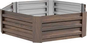 Zvýšený záhon Outsunny z oceli, hexagonální květinový box s otevřeným dnem, rostlinný box s dřevěným povrchem, zeleninový záhon na balkon, zahradu, tm