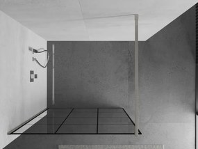 Mexen Kioto, sprchová zástěna Walk-In 100 x 200 cm, 8mm čiré sklo černý vzor, ​​broušená ocel profil, 800-100-101-97-77
