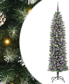 Umělý štíhlý vánoční strom Zelená a bílá 210 cm 3395311