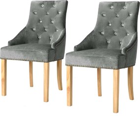 vidaXL Jídelní židle 2 ks masivní dub a samet [245513] Barva: Stříbrná