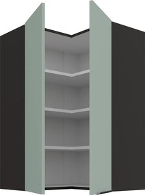 ARIA sc | horní kuchyňská skříňka 60x60 GN-90 2F (90°) rohová s policemi | VYSOKÁ | 60x60 cm | černá/aquamarine