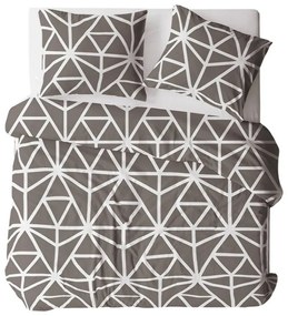 Hedvábné povlečení 160x200 bavlna šedé tmavě bílé geometrické 376N 1519E Bielawa KARO