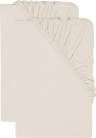 Livarno® Sada žerzejových napínacích prostěradel s podílem lnu, 90–100 x 200 cm, 2dílná, písková