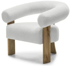 Bílé designové křeslo KOKEI, dub