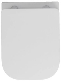 Invena Paros, závěsná WC mísa Rimless 465x350x360 mm + SLIM toaletní sedátko s pomalým zavíráním, bílá lesklá, INV-CE-90-001-W