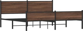 Kovový rám postele bez matrace hnědý dub 193 x 203 cm 3301417