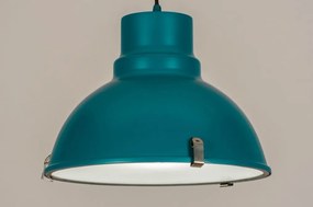 Závěsné modré retro svítidlo nad jídelní stůl Petrolbruin Extra Blue