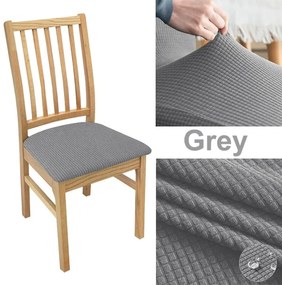 Žakárové vzorované potahy na sedátko jídelní židle (čtverečky) Barva: T1-grey (šedá)