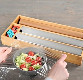 Kuchyňský zásobník Easy na potravinové fólie III bambus